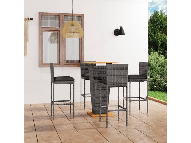 Click here for vidaXL Garden Bar Set Grey Poly Rattan Small Footr... prices