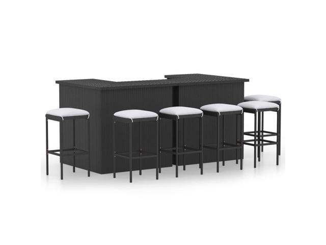 Click here for vidaXL Garden Bar Set Black Poly Rattan  Powder-co... prices