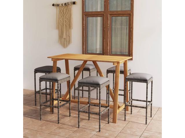 Click here for vidaXL Garden Bar Set Gray and Anthracite Solid Ac... prices