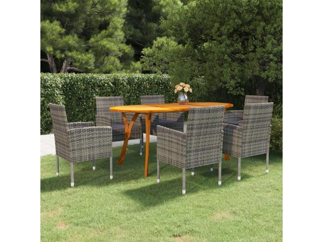 Click here for vidaXL Patio Dining Set 7 Piece Gray Garden Outdoo... prices