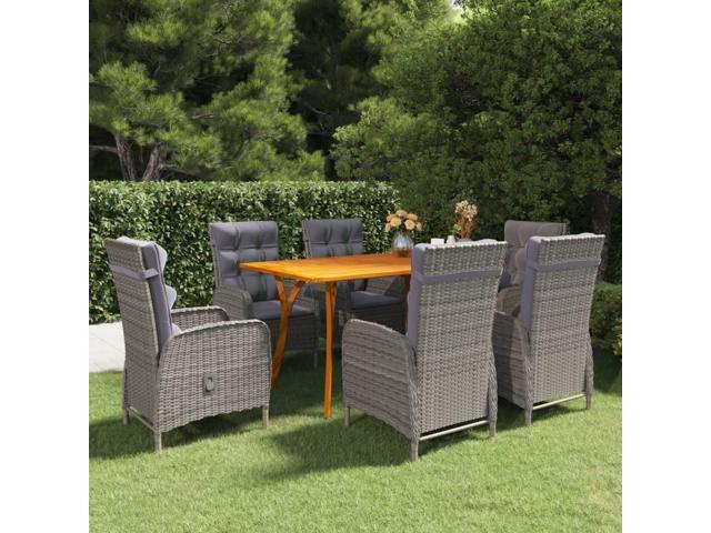 Click here for vidaXL Dining Set Grey Solid acacia wood  Poly rat... prices