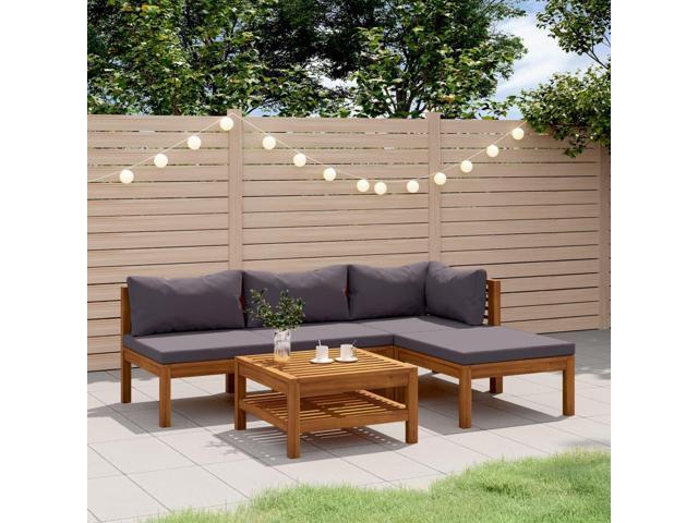 Click here for vidaXL Wooden Lounge Set Dark Grey  Natural Wood prices