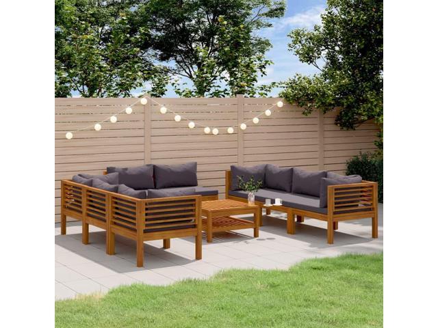 Click here for vidaXL Wooden Lounge Set Dark grey  Natural wood prices