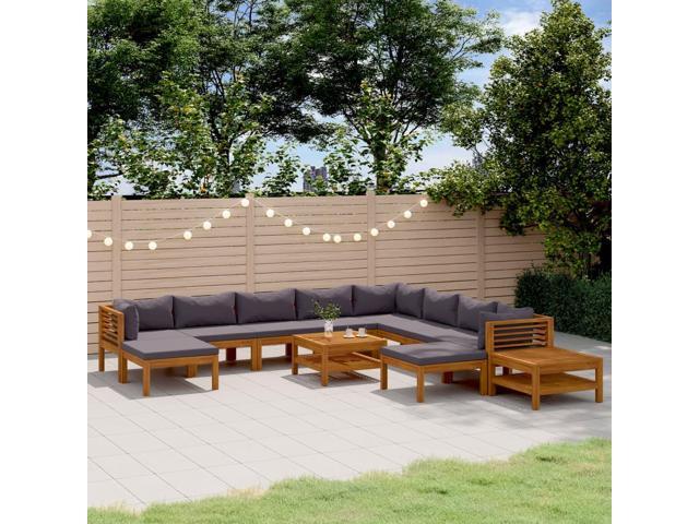 Click here for vidaXL Wooden Lounge Set Dark Grey Solid Acacia Wo... prices