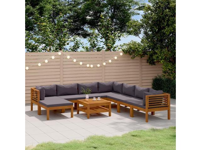 Click here for vidaXL Wooden Lounge Set Dark Grey Solid Acacia Wo... prices