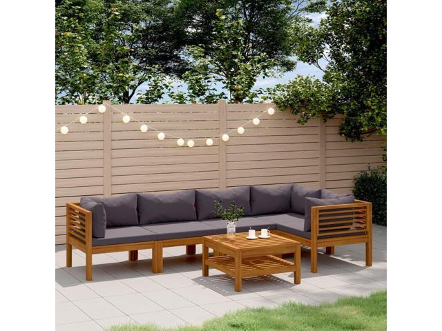 Click here for vidaXL Wooden Lounge Set Dark Gray  Natural Wood S... prices