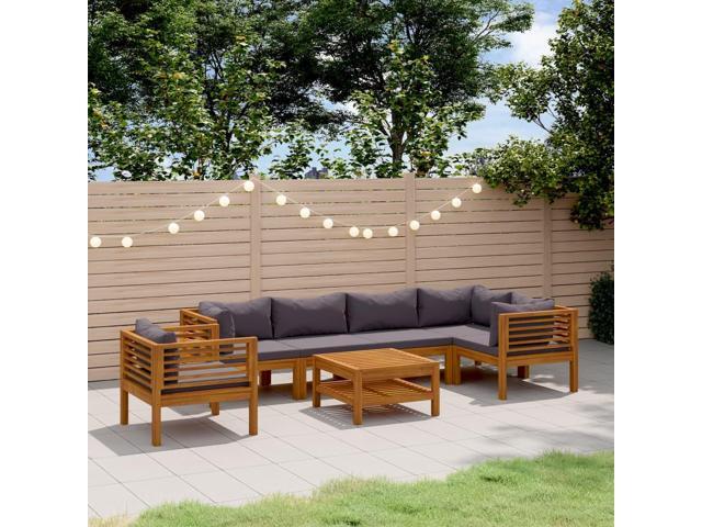 Click here for vidaXL Wooden Lounge Set Dark gray cushion prices