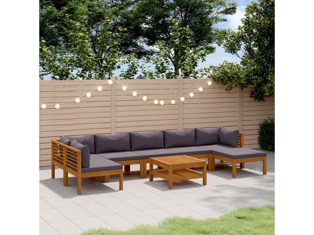 Click here for vidaXL Wooden Lounge Set Dark Grey Solid Acacia Wo... prices