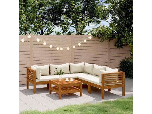 Click here for vidaXL Garden Lounge Set Cream Solid Acacia wood... prices