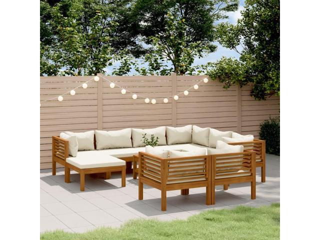Click here for vidaXL Garden Lounge Set Cream cushions with natur... prices
