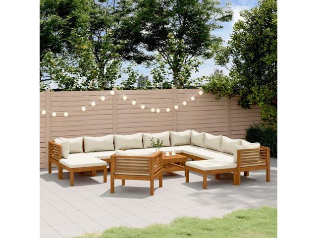 Click here for vidaXL Garden Lounge Set Cream Solid Acacia Wood M... prices
