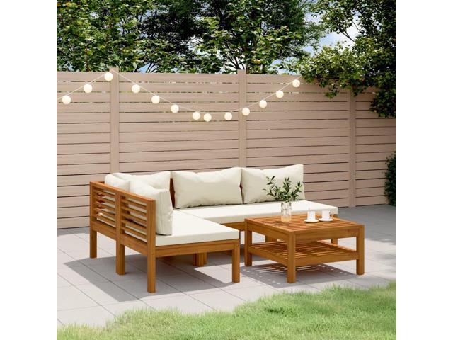 Click here for vidaXL Garden Lounge Set Cream Cushions Solid Acac... prices