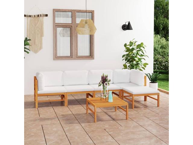 Click here for vidaXL Garden Lounge Set Cream Teak wood 6 Piece S... prices