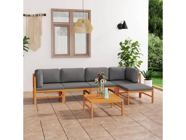 Click here for vidaXL Garden Lounge Set Grey Solid Teak Wood 6 Pi... prices