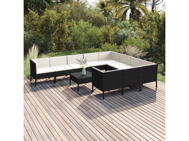 Click here for vidaXL Garden Lounge Set Black PE Rattan Large Mod... prices