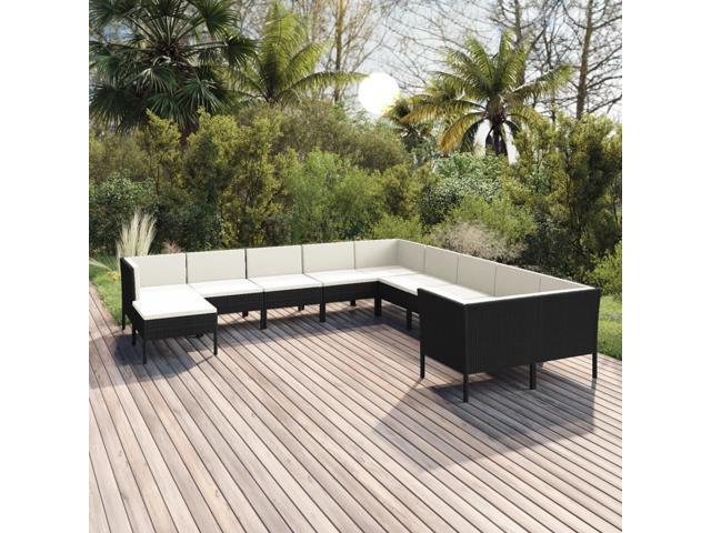 Click here for vidaXL Garden Lounge Set Black  Cream White PE Rat... prices