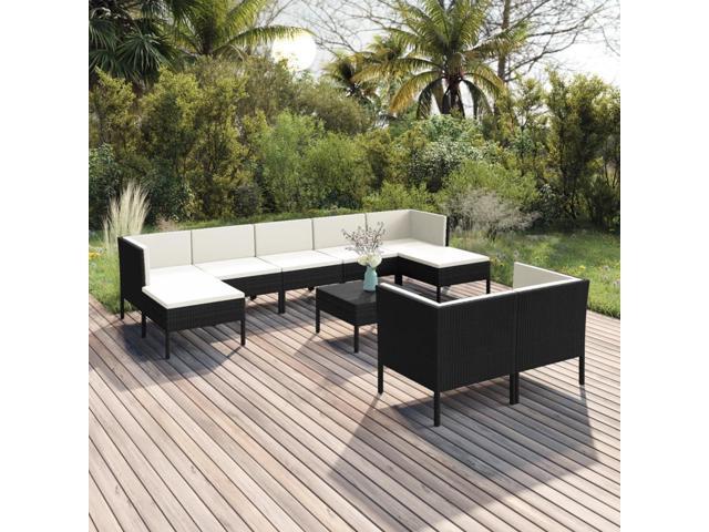 Click here for vidaXL Garden Lounge Set Black PE Rattan Medium Mo... prices