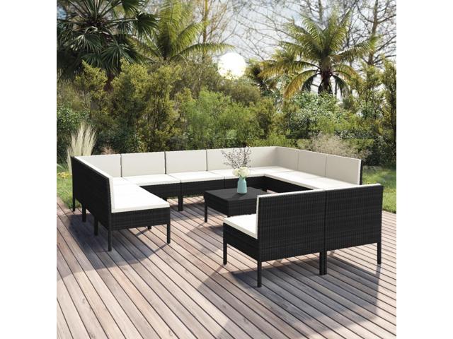 Click here for vidaXL Garden Lounge Set Black PE rattan  powder-c... prices