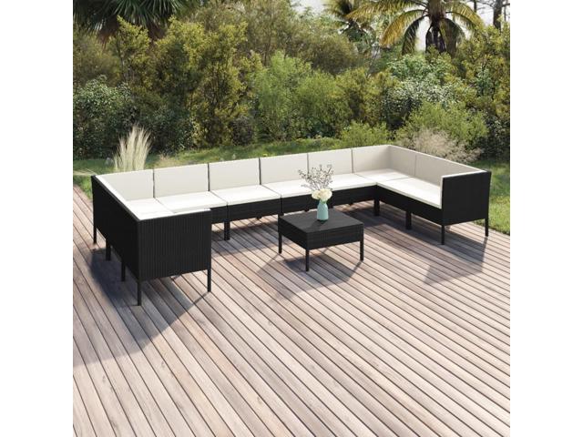 Click here for vidaXL Garden Lounge Set Black PE Rattan  Powder-C... prices