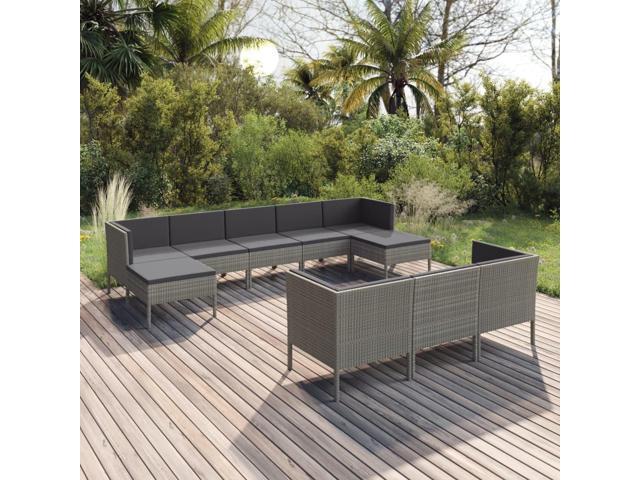 Click here for vidaXL Garden Lounge Set Gray PE Rattan  Powder-Co... prices