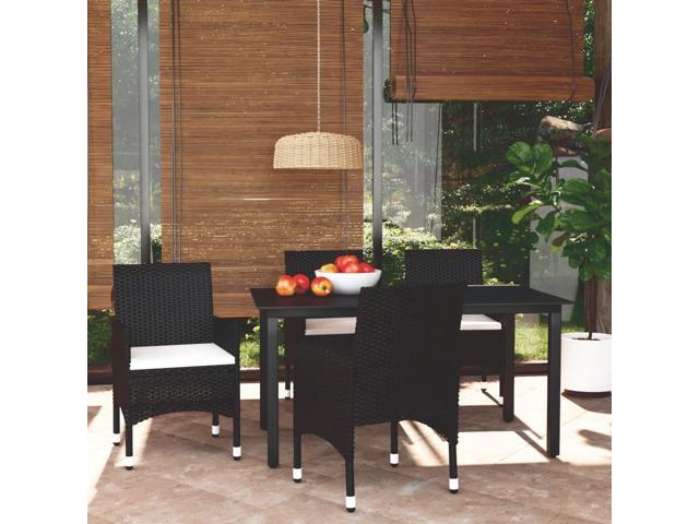 Click here for vidaXL Dining Set Chair: Black  Cushion: Cream Whi... prices