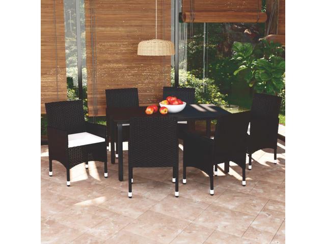Click here for vidaXL Dining Set Black Poly Rattan 7 Piece Durabl... prices