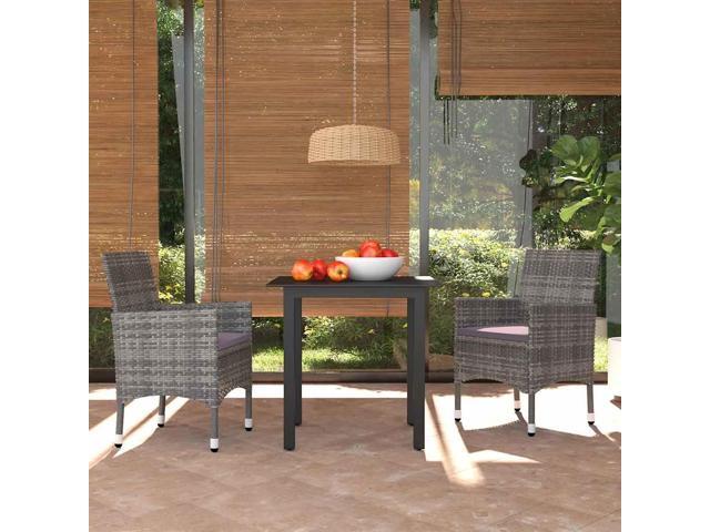 Click here for vidaXL Dining Set Grey PE rattan  Glass  Aluminum... prices