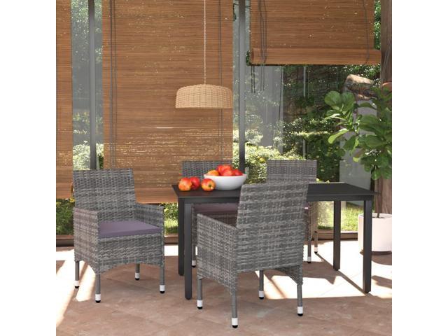 Click here for vidaXL Dining Set Grey PE Rattan 5-Piece Set Light... prices