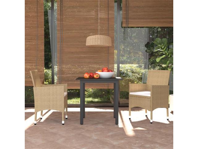 Click here for vidaXL Dining Set Beige Poly Rattan Medium Lightwe... prices