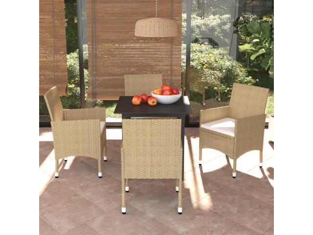Click here for vidaXL Dining Set Beige PE Rattan Medium Light Wei... prices