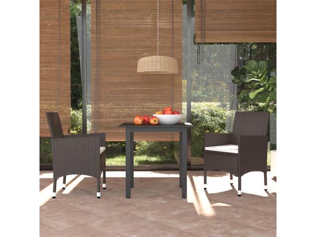 Click here for vidaXL Dining Set Rattan Brown  Cream White Cushio... prices
