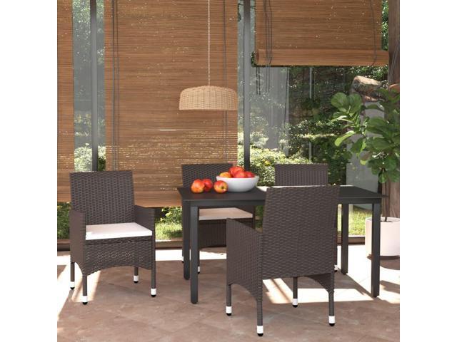 Click here for vidaXL Dining Set Brown PE rattan 5 Piece Set Ligh... prices