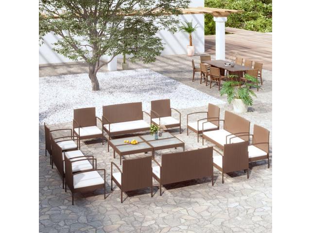 Click here for vidaXL Patio Lounge Set Set of 16 Brown PE rattan... prices