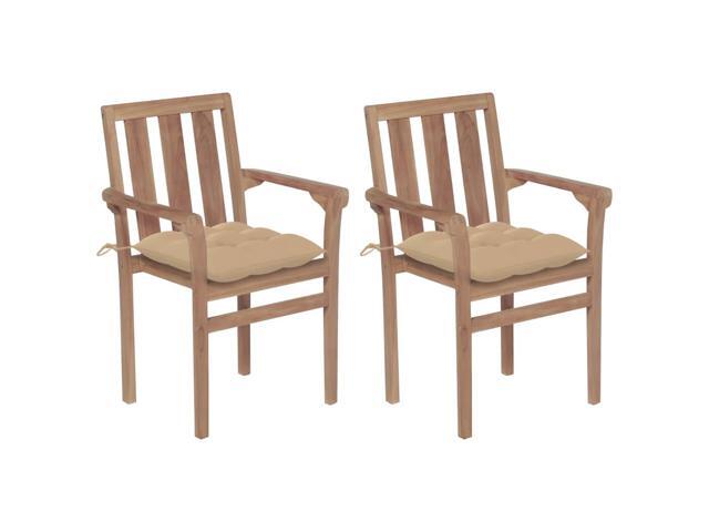 Click here for vidaXL 2x Solid Teak Wood Patio Chairs with Beige... prices