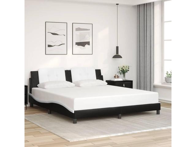 Click here for vidaXL Bed Frame without Mattress Zadar Black & Wh... prices