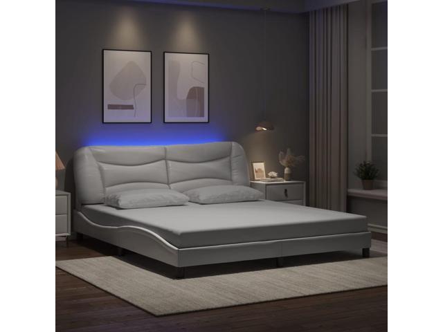Click here for vidaXL Bed Frame with LED without Mattress Hvar Wh... prices