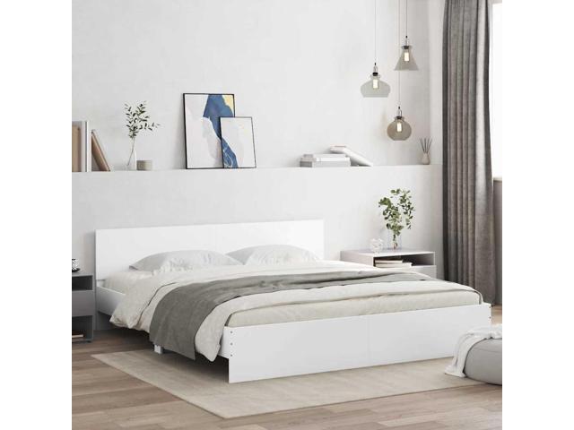 Click here for vidaXL Bed Frame with Headboard White 75.98 x 79.9... prices