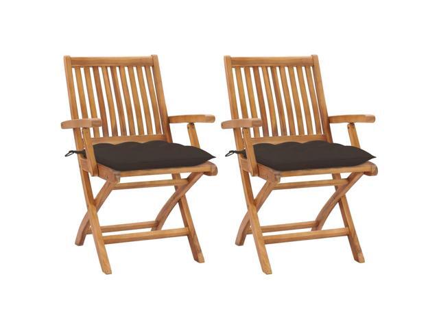 Click here for vidaXL 2x Solid Teak Wood Patio Chairs with Taupe... prices