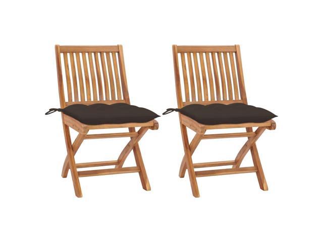 Click here for vidaXL 2x Solid Teak Wood Patio Chairs with Taupe... prices