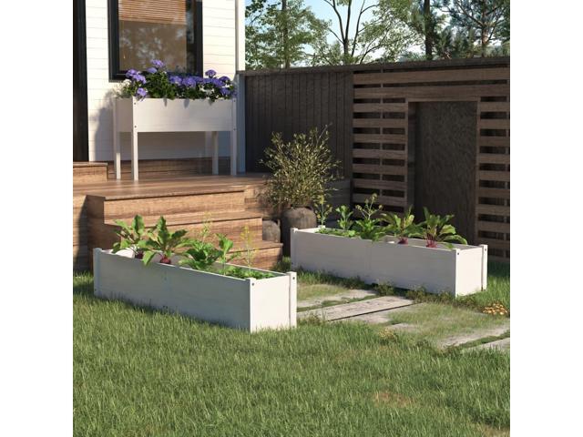 Click here for vidaXL Raised Bed 2 Pack White Solid Pine Wood prices