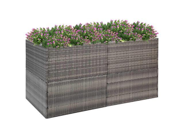 Click here for vidaXL Garden Planter Grey Steel frame  PE rattan... prices
