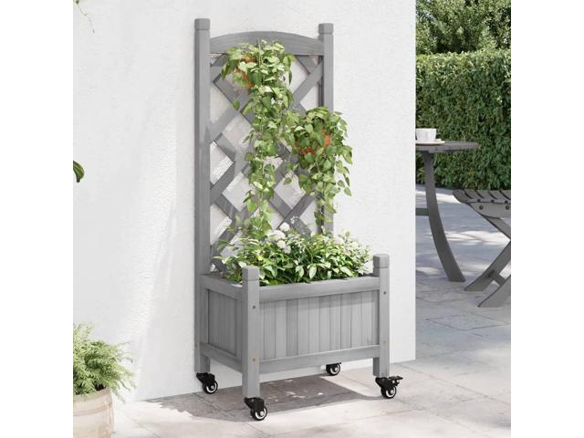 Click here for vidaXL Planter Grey Solid fir wood  Iron Medium Pl... prices