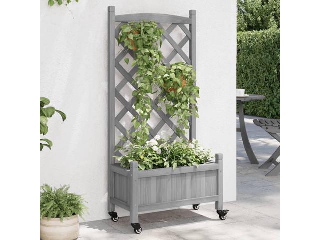 Click here for vidaXL Planter Grey Solid fir wood  iron Medium Pl... prices