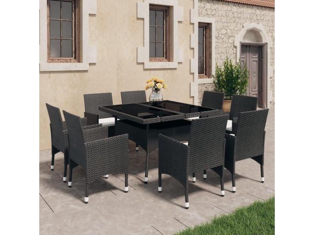 Click here for vidaXL Dining Set Black Poly rattan Large Removabl... prices