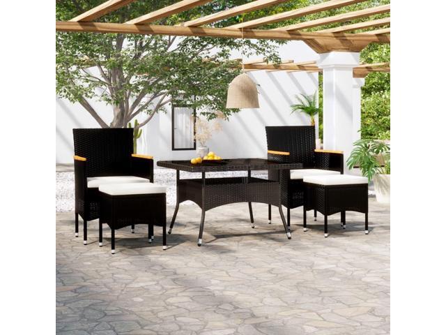 Click here for vidaXL Garden Dining Set Black Poly rattan Standar... prices