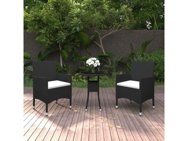 Click here for vidaXL Garden Dining Set Black Poly Rattan 3 Piece... prices