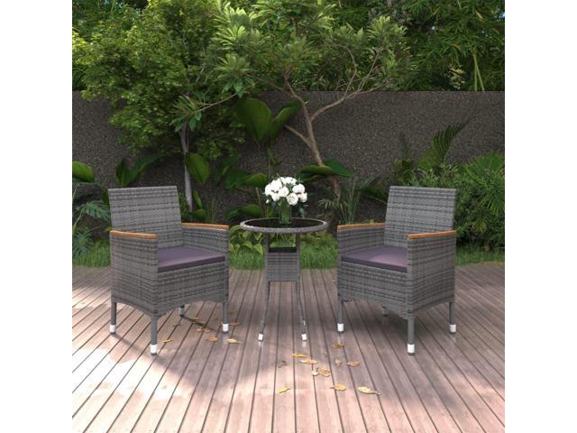 Click here for vidaXL Garden Dining Set Grey  Dark Grey Poly Ratt... prices