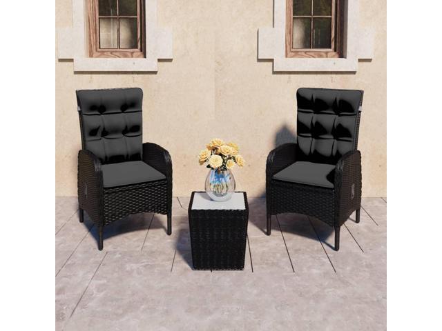 Click here for vidaXL Bistro Set Black Poly rattan  steel  glass... prices