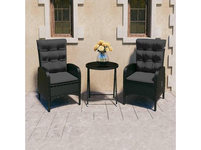 Click here for vidaXL Bistro Set Black Poly rattan  steel  glass... prices