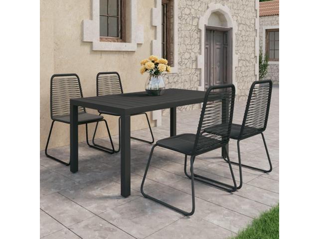 Click here for vidaXL Dining Set Black PVC Rattan  Powder-Coated... prices